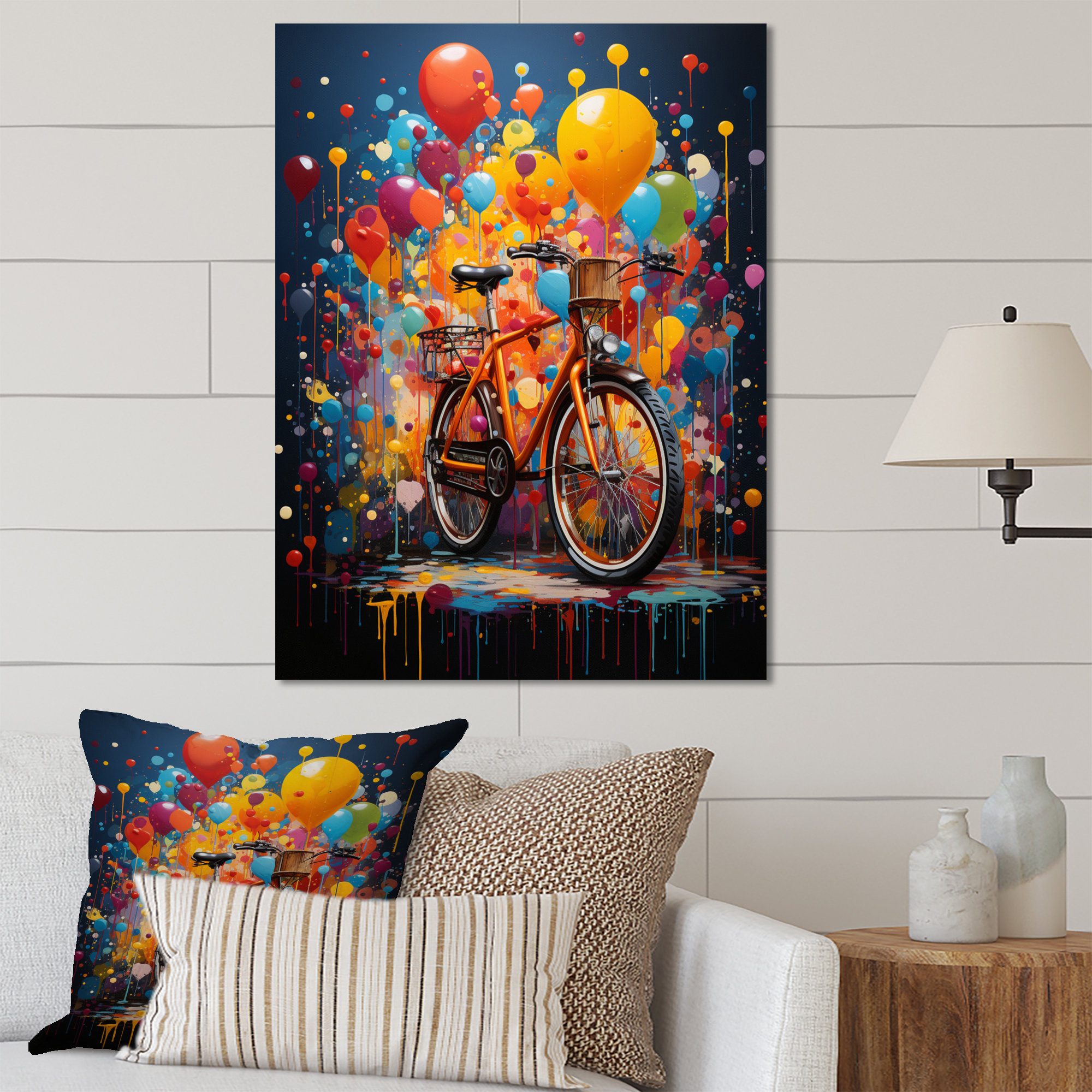 Winston Porter Bicycle Bold Rides Pointillism II - Bicycle Metal Wall Art Living Room | Wayfair